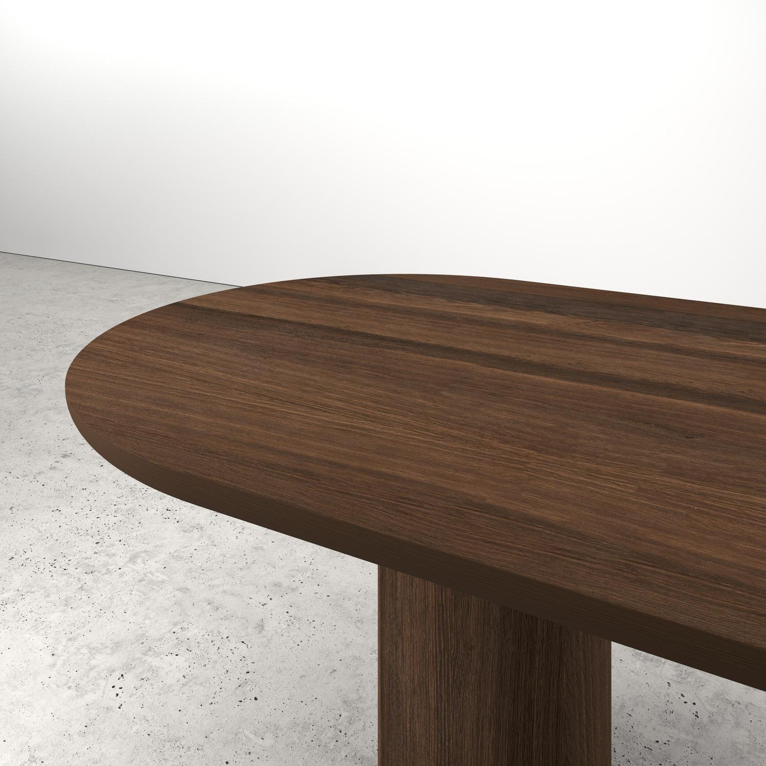 Eettafel Amato Rondo onderstel met plat ovaal Amato blad in gerookte ...